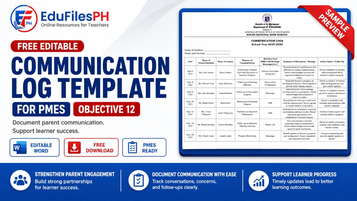 Free Editable Communication Log Template for PMES Objective 12 MOV ...